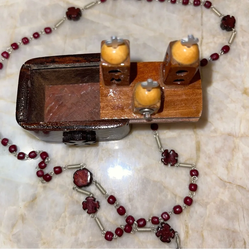 Other | Wooden Rosary Box W Wooden Bead Rosary | Poshmark